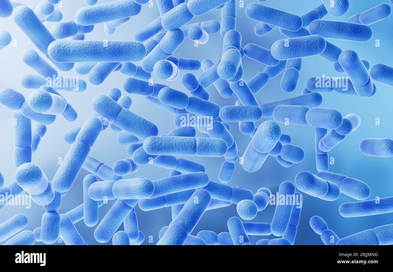 Large groups of germs with blue background, 3d rendering. Digital ...