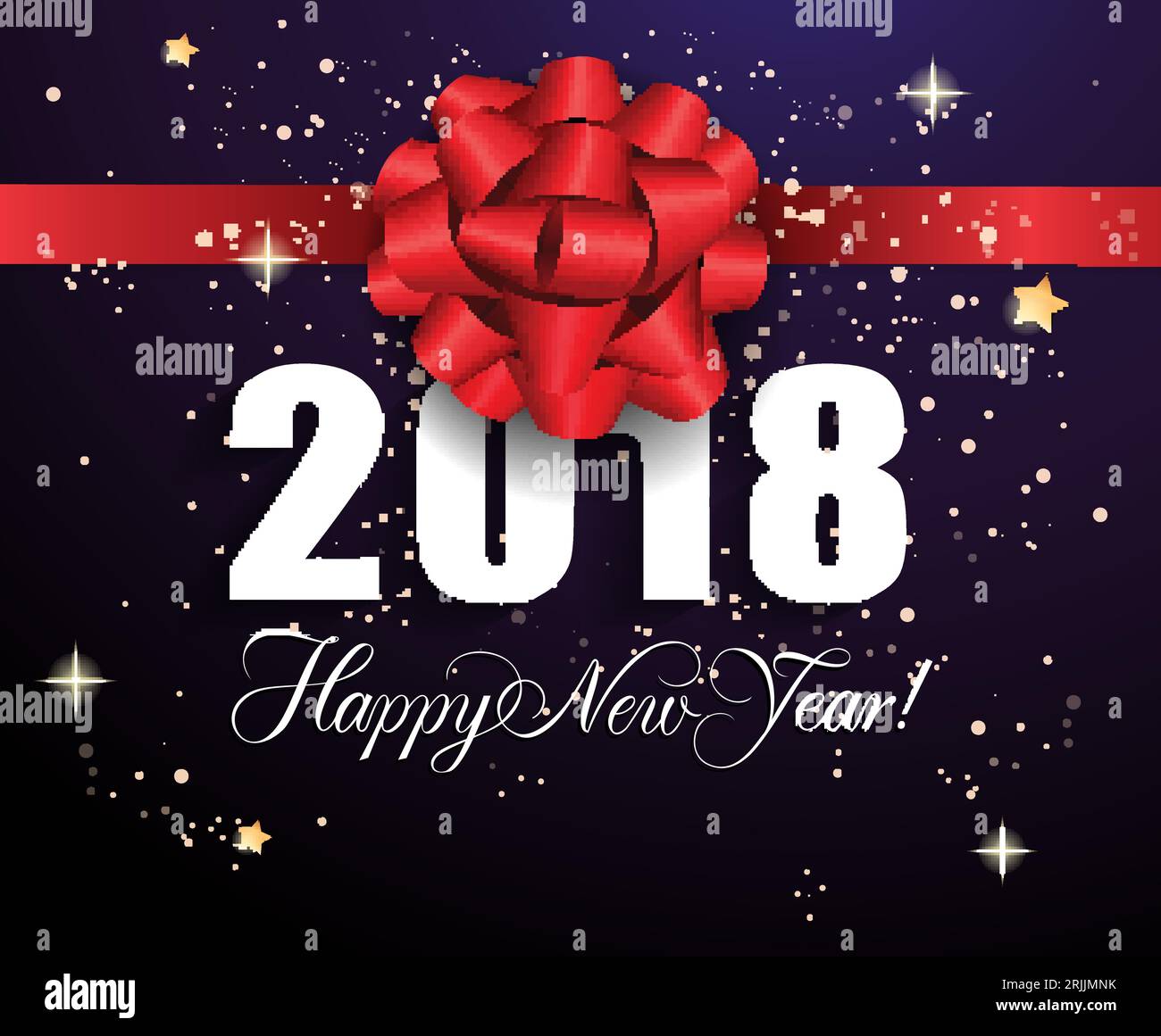 Happy New Year Lettering, Bow and Ribbon Stock Vector Image & Art - Alamy