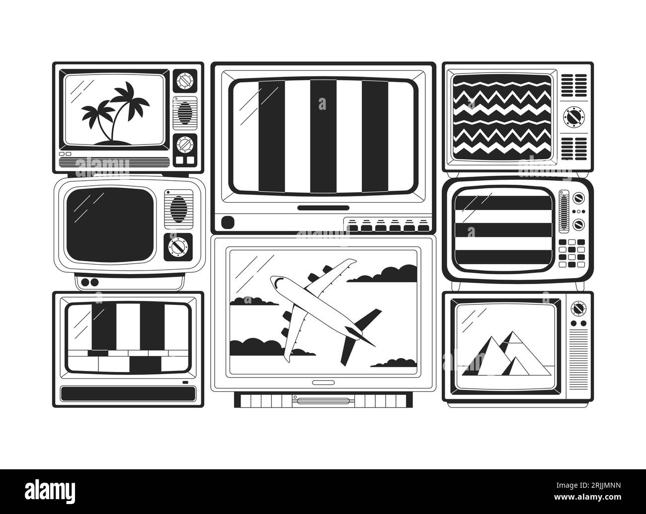Old tv flat monochrome isolated vector object Stock Vector Image & Art ...