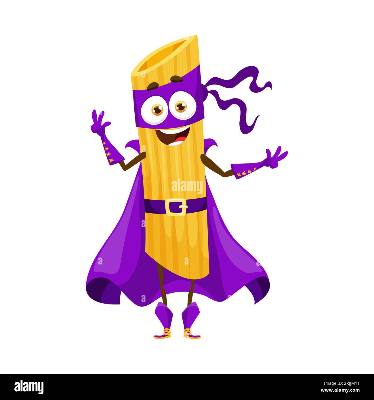 Cartoon sedani rigati italian pasta food superhero character. Isolated ...