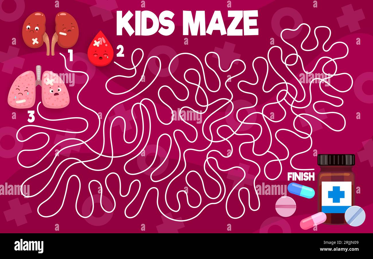 Labyrinth maze game, help to sick body organ characters find medicine ...