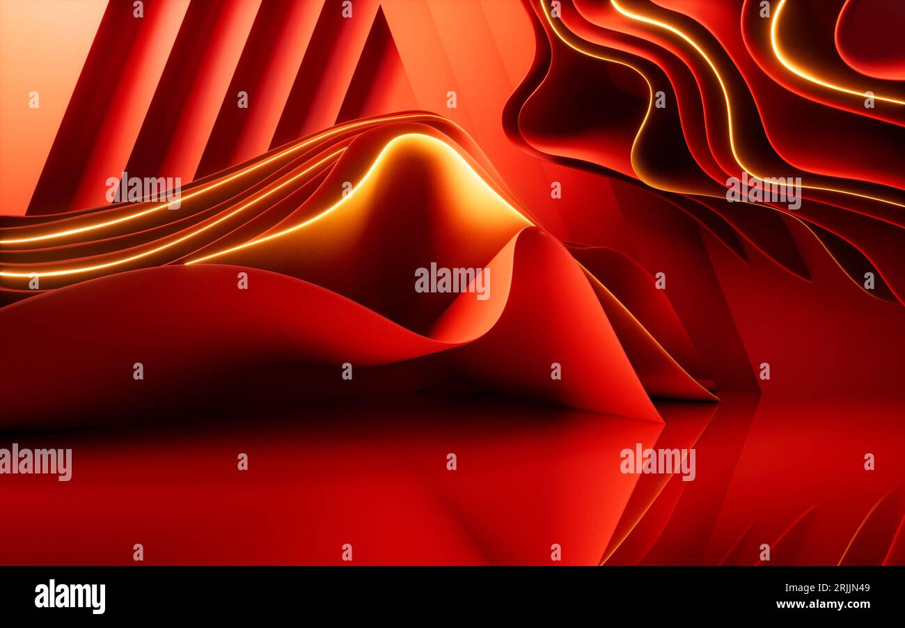 Abstract red curve stage background, 3d rendering. Digital drawing Stock Photo - Alamy