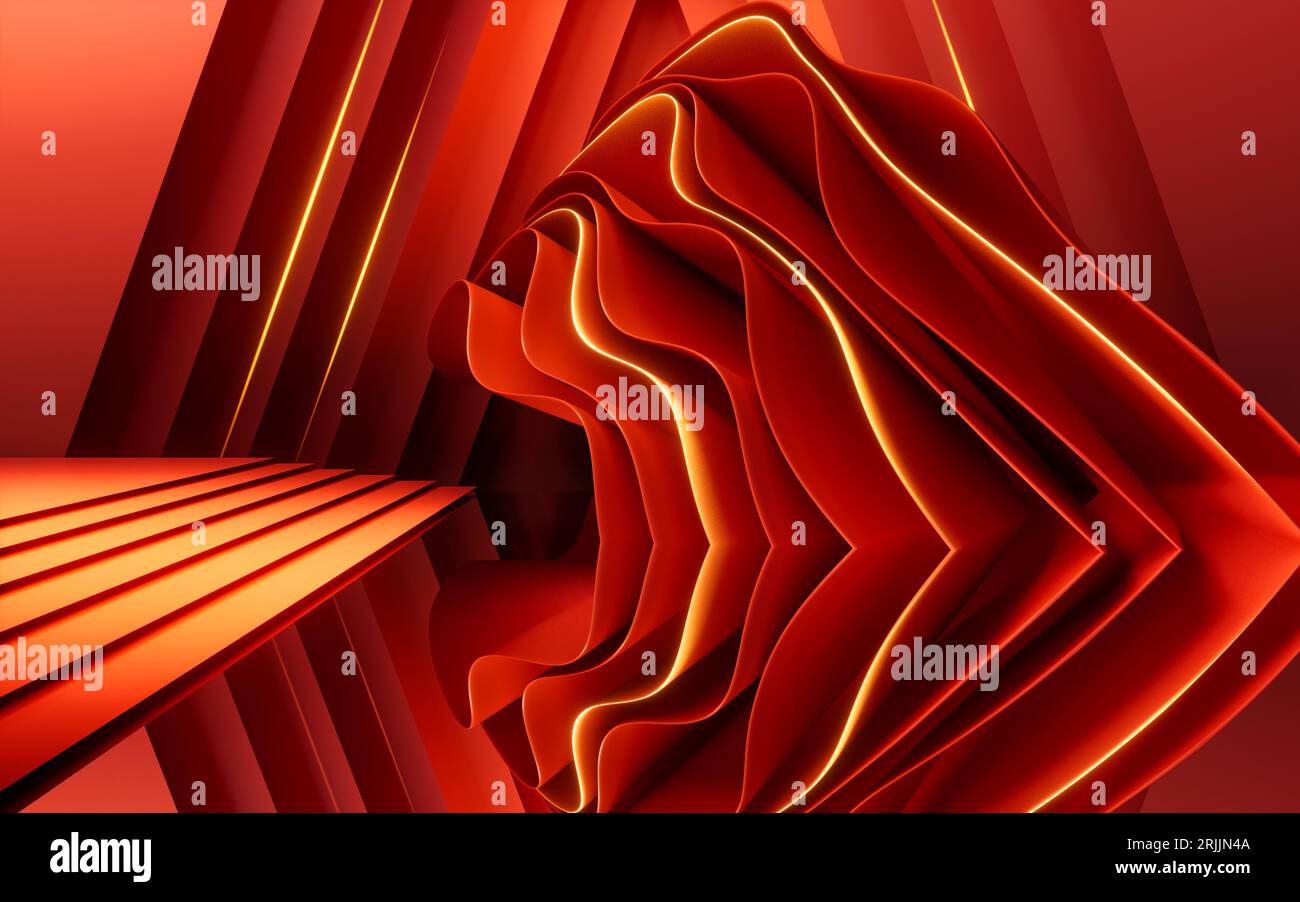 Abstract red curve stage background, 3d rendering. Digital drawing Stock Photo - Alamy