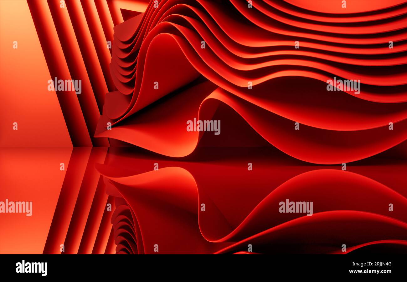 Abstract red curve stage background, 3d rendering. Digital drawing Stock Photo - Alamy