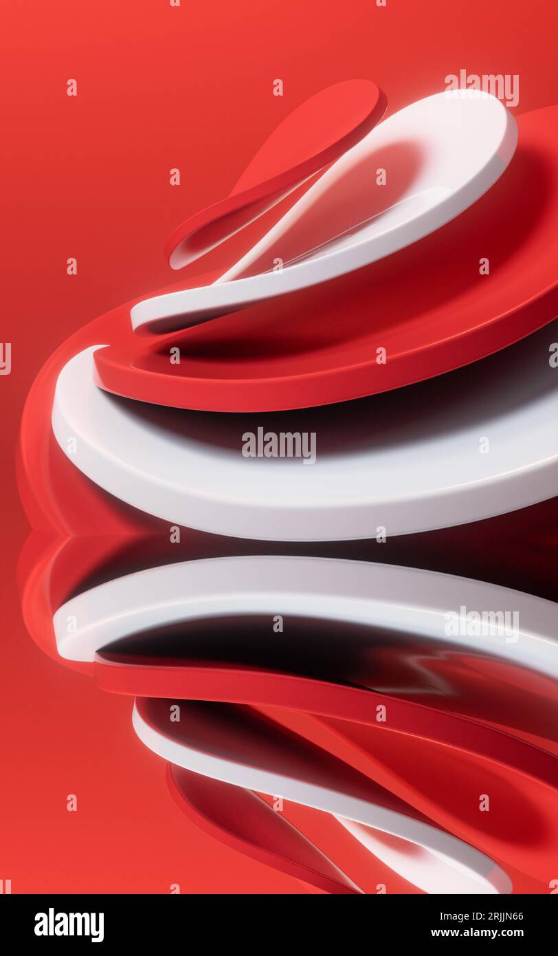 Abstract red curve geometry background, 3d rendering. Digital drawing ...