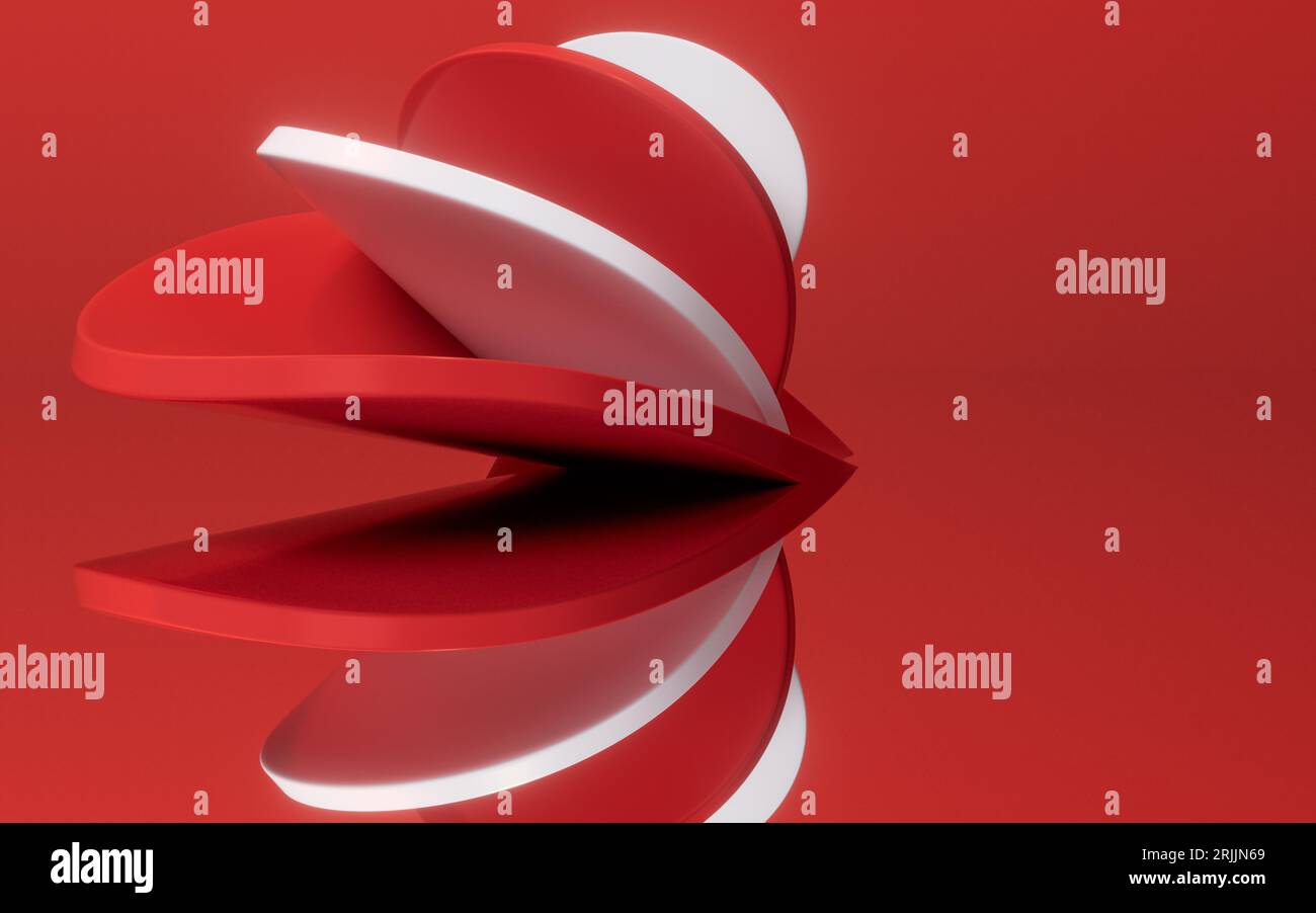Abstract red curve geometry background, 3d rendering. Digital drawing ...