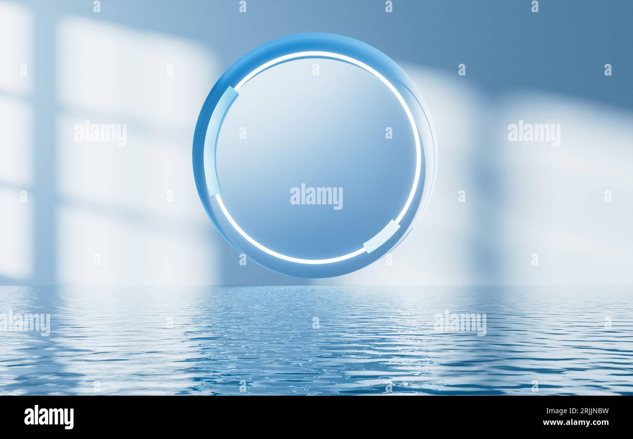 Empty room with water surface, 3d rendering. Digital drawing Stock ...