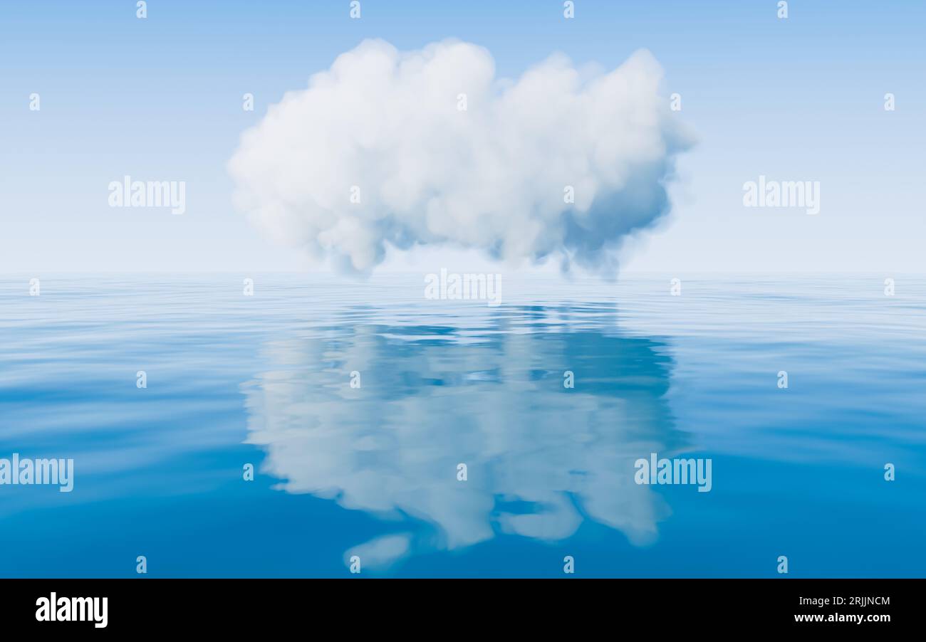 Cloud and water surface, 3d rendering. Digital drawing Stock Photo - Alamy