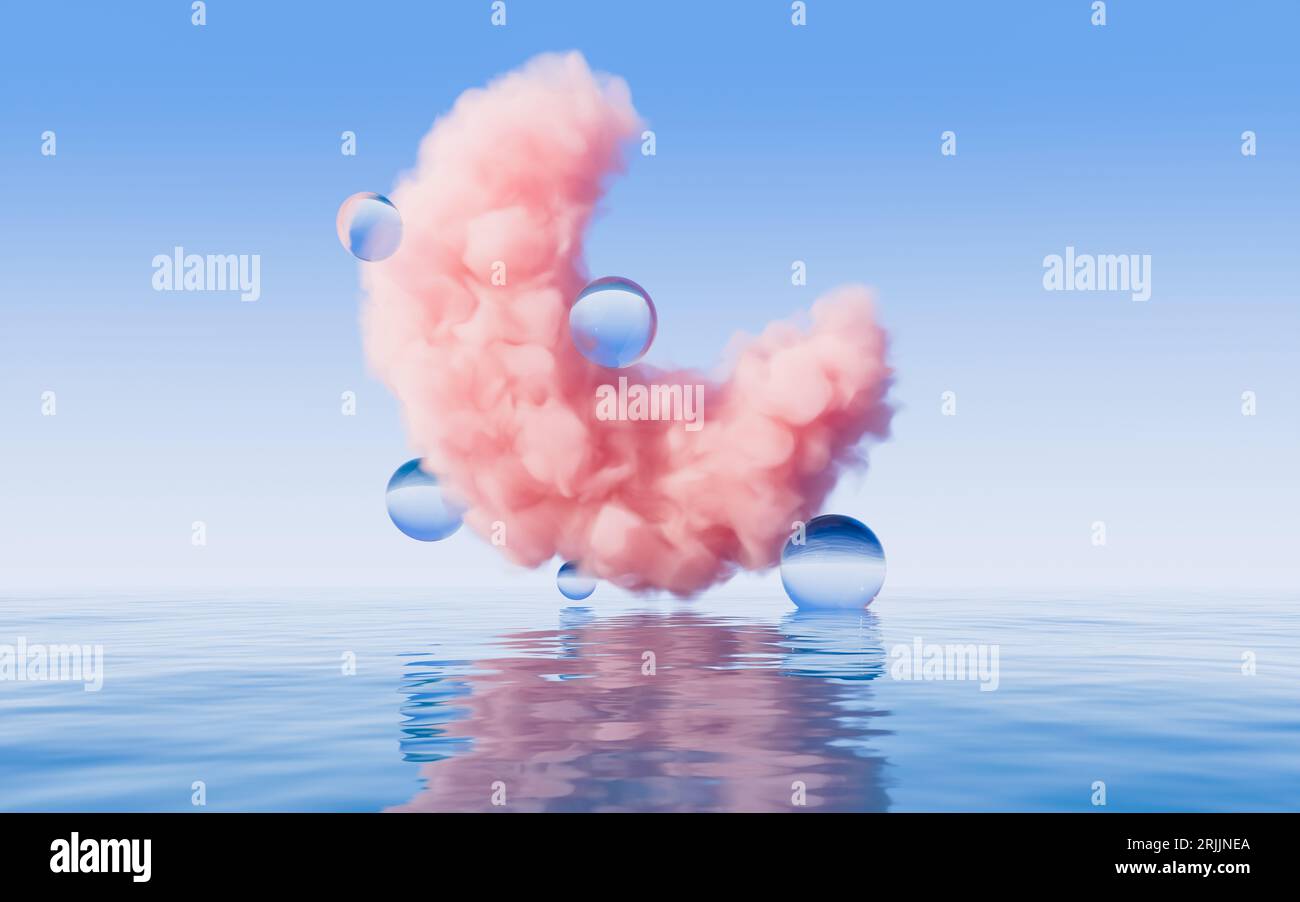 Cloud and water surface, 3d rendering. Digital drawing Stock Photo - Alamy