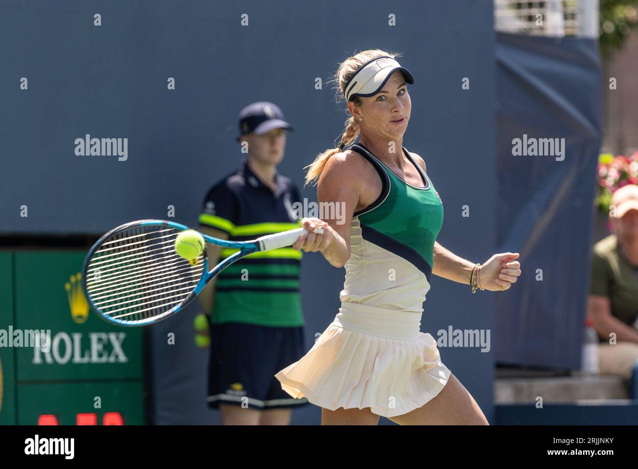 Elizabeth Mandlik of USA returns ball during 1st round match against ...