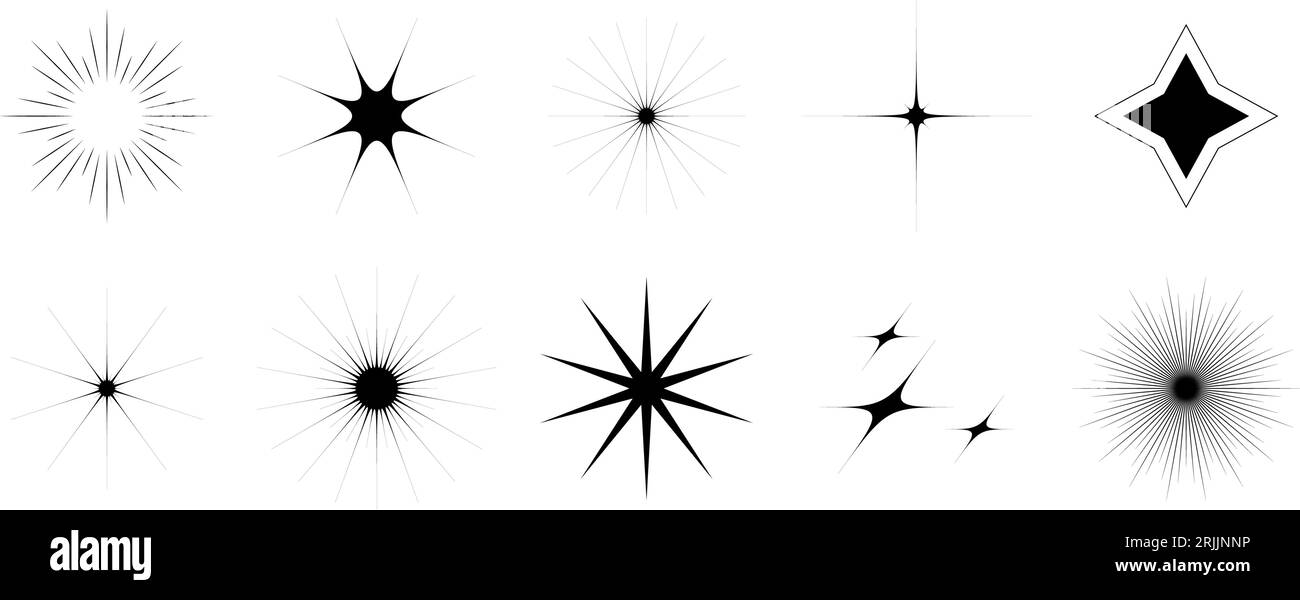 Various blinks and twinkles set. Retro bling stars collection. Abstract ...
