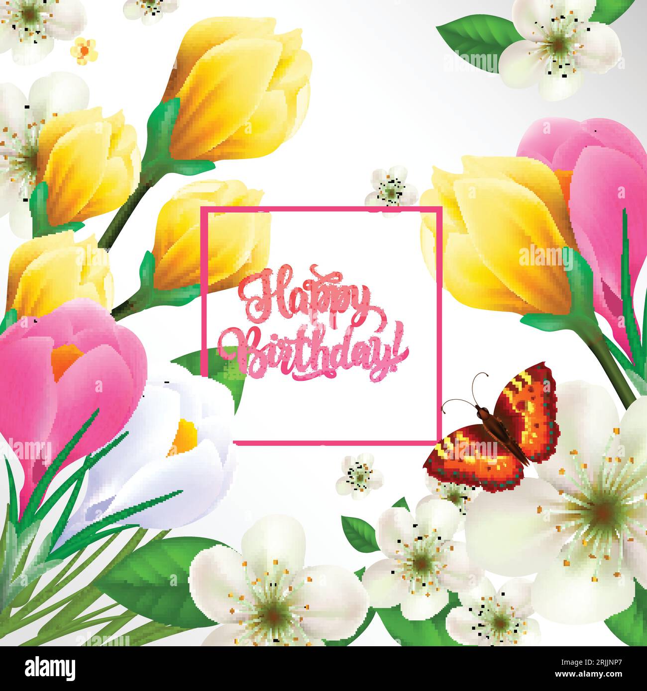 Happy birthday lettering in pink color Stock Vector Image & Art - Alamy