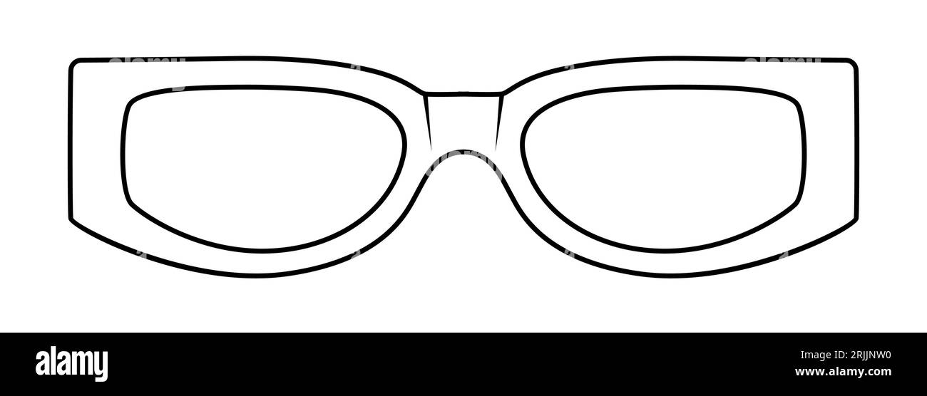 Slim Rectangular frame glasses fashion accessory illustration. Sunglass ...