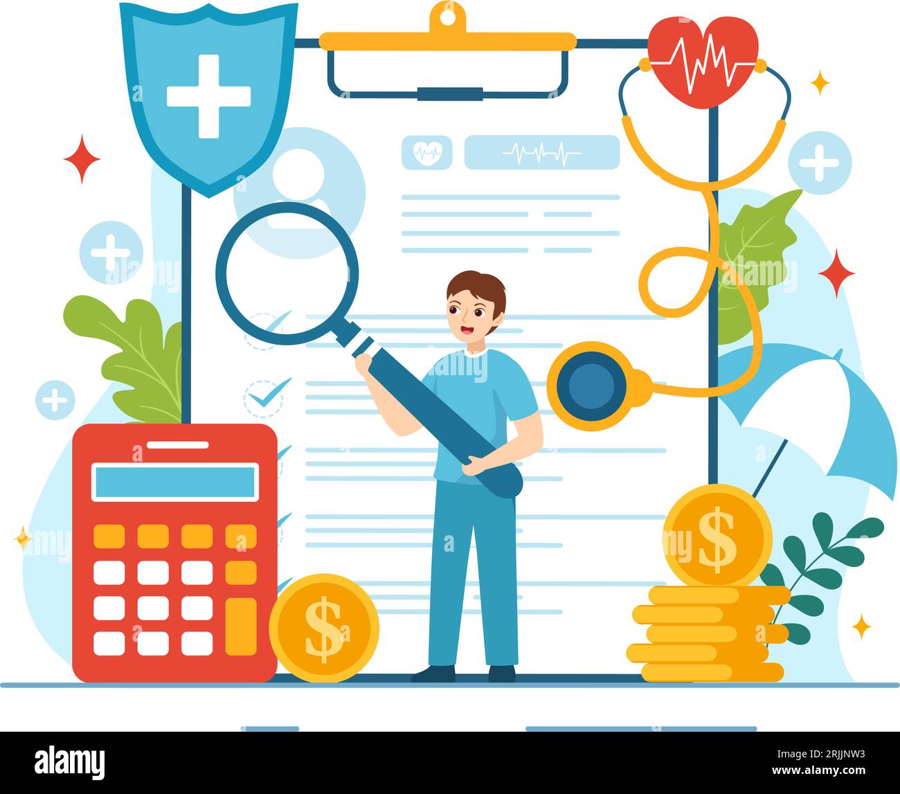Health Insurance Vector Illustration with Medical Document Form for ...