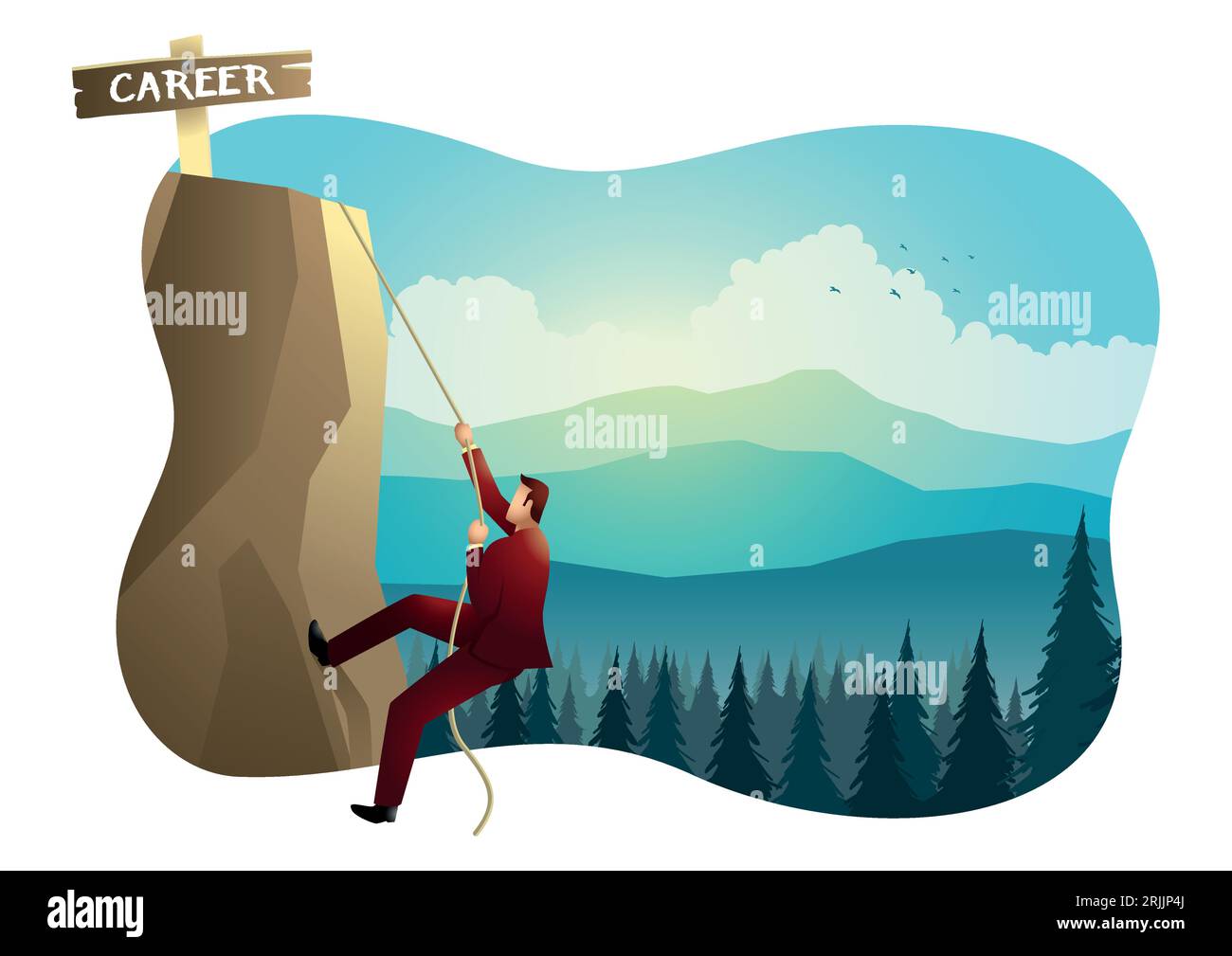 Business concept vector, climbing to the top, business challenge ...