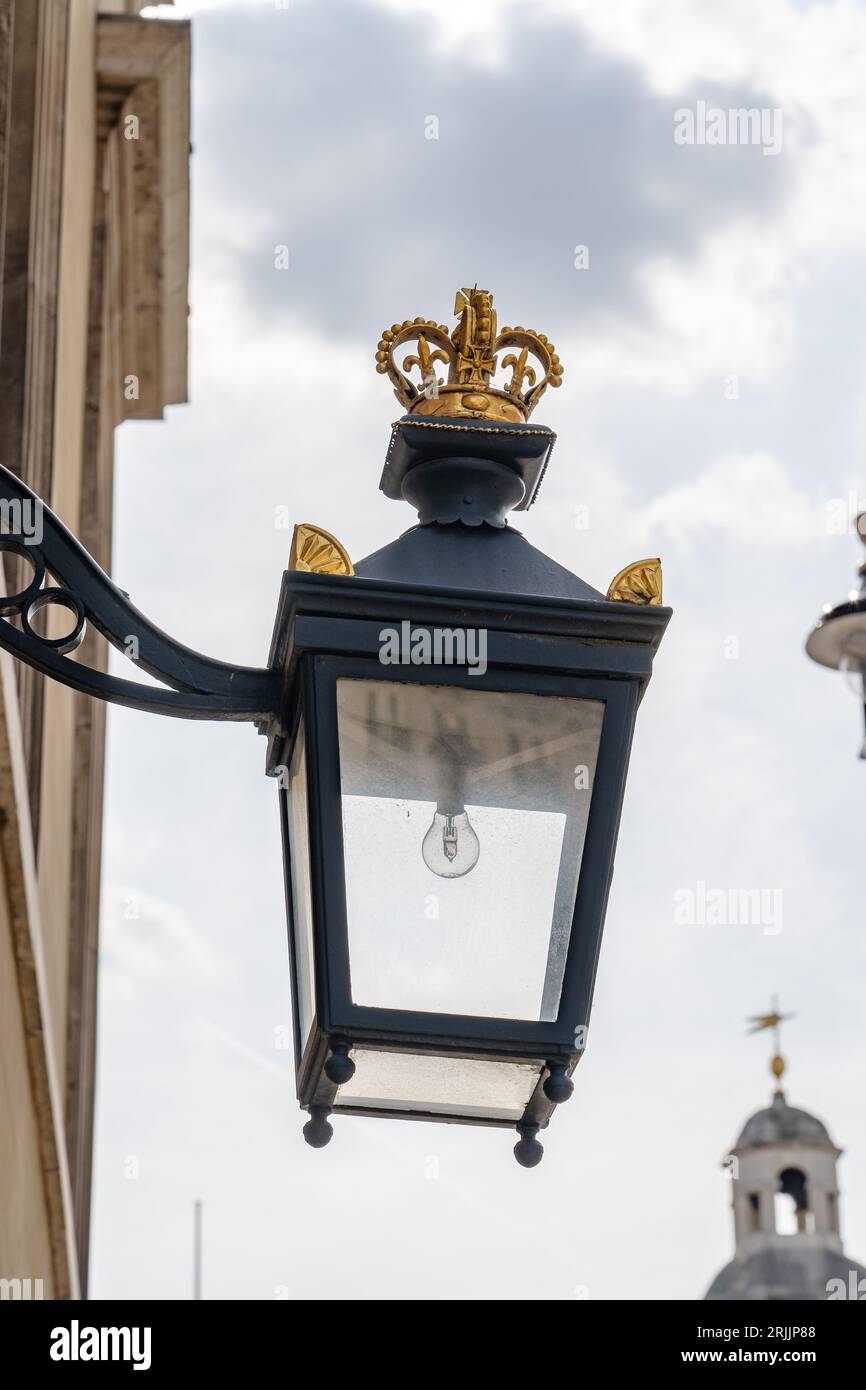 Lamp post with crown in London Stock Photo - Alamy