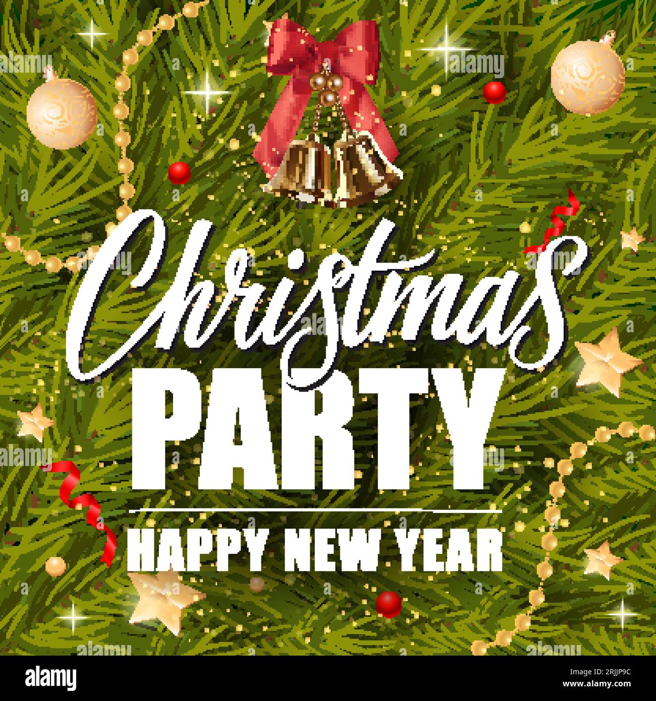 Christmas Party Lettering and Bells Stock Vector Image & Art - Alamy