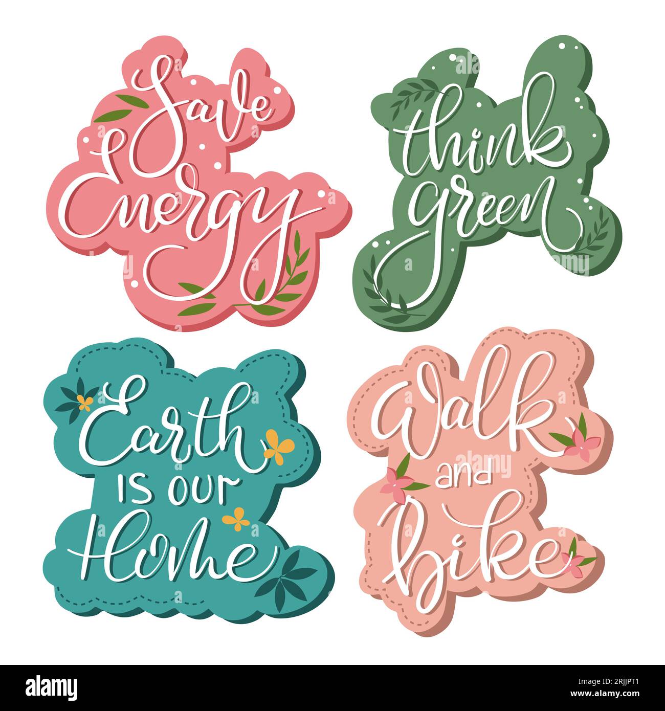 Lettering stickers about nature and sustainability Stock Vector Image ...