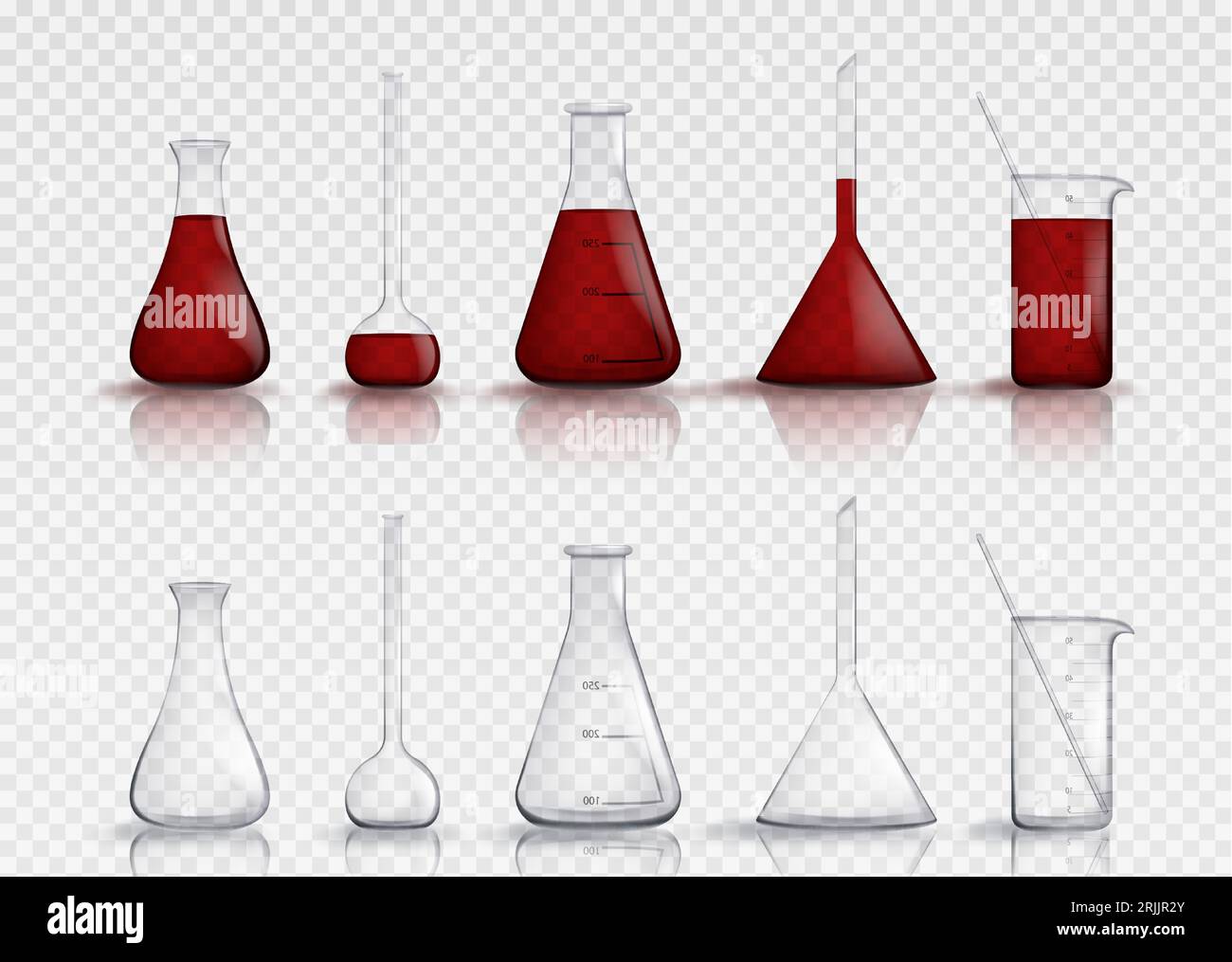 Chemical laboratory glassware isolated on transparent background ...