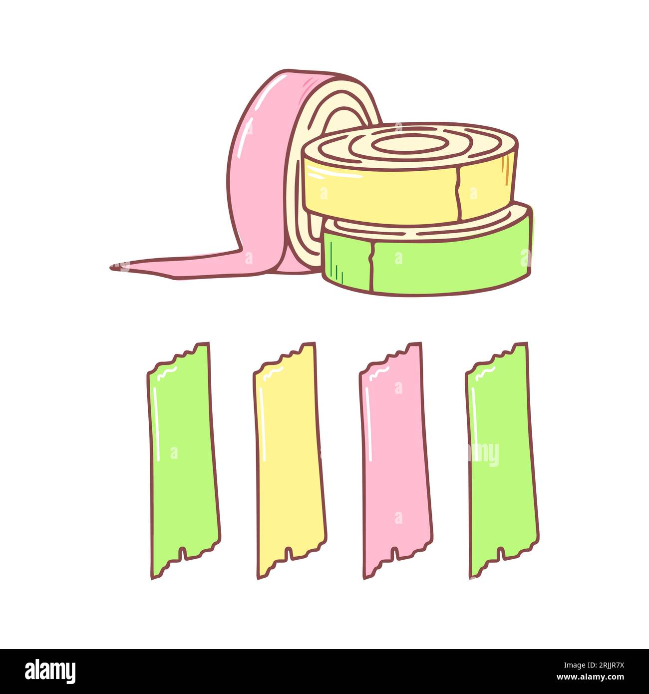 Tape rolls and torn pieces. Hand drawn stationery supplies doodle ...