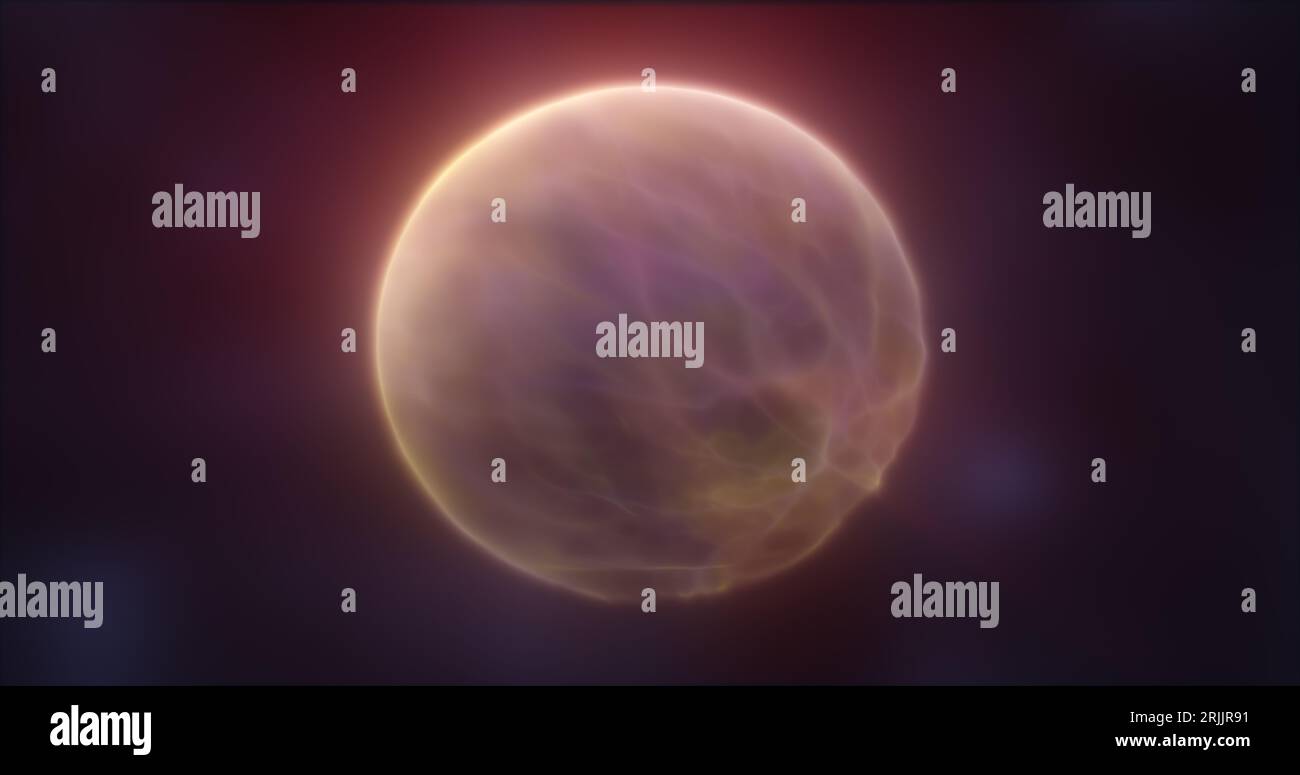 Abstract red orange energy sphere round glowing magical digital ...