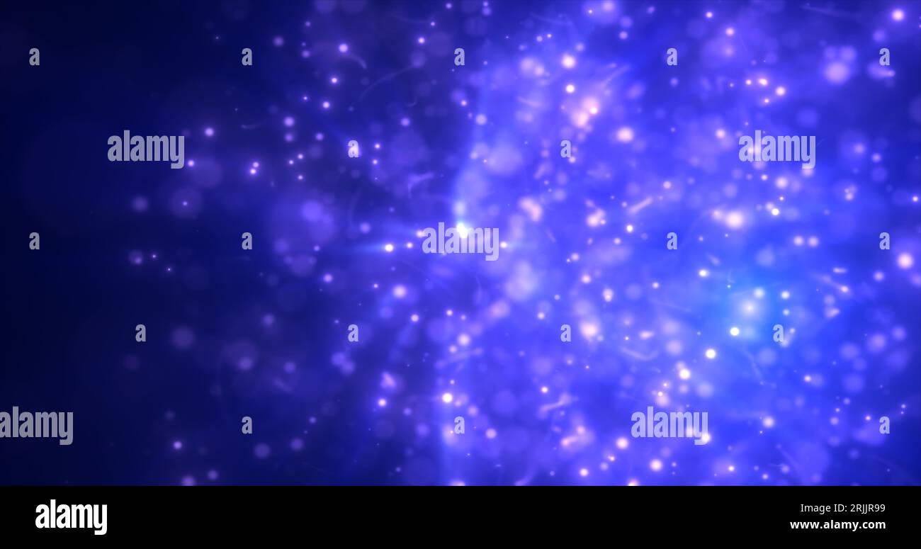 Abstract blue energy particles and dots glowing flying sparks festive ...