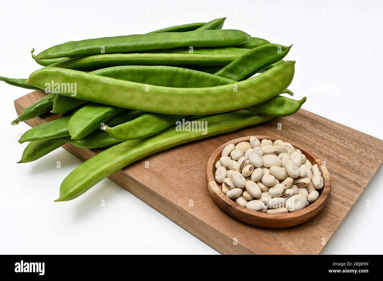 Sword beans with fresh vegetables on white background Stock Photo - Alamy