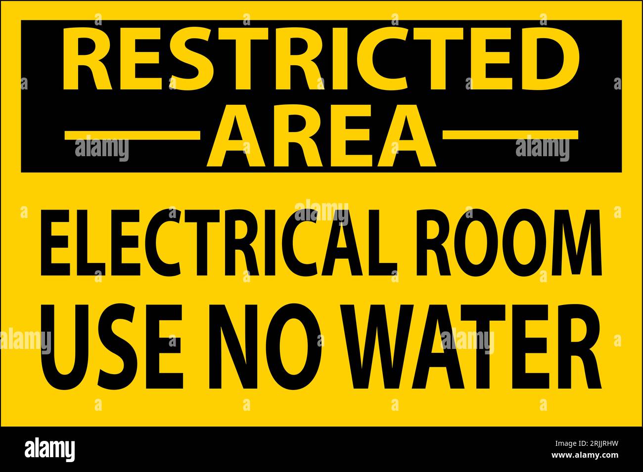 Restricted Area Sign Caution Electrical Room Use No Water Stock Vector ...