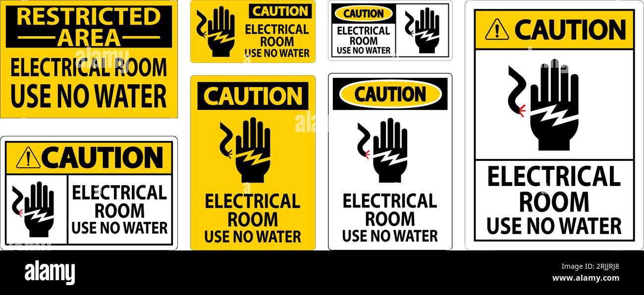 Restricted Area Sign Caution Electrical Room Use No Water Stock Vector ...