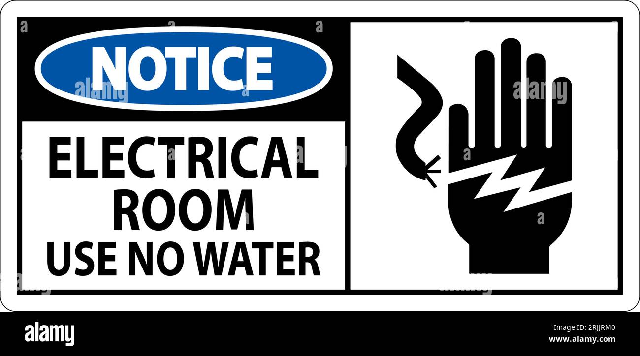 Restricted Area Sign Notice Electrical Room Use No Water Stock Vector ...