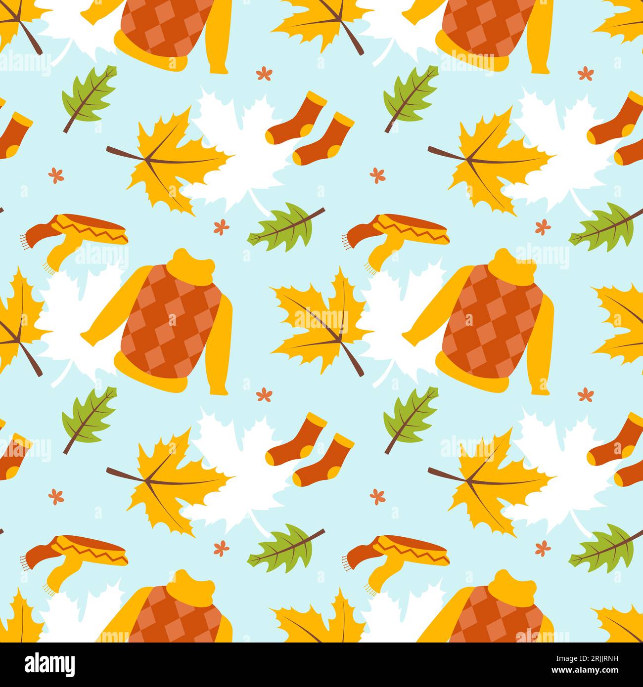 Autumn Season Seamless Pattern Design with Fall Elements in Template ...
