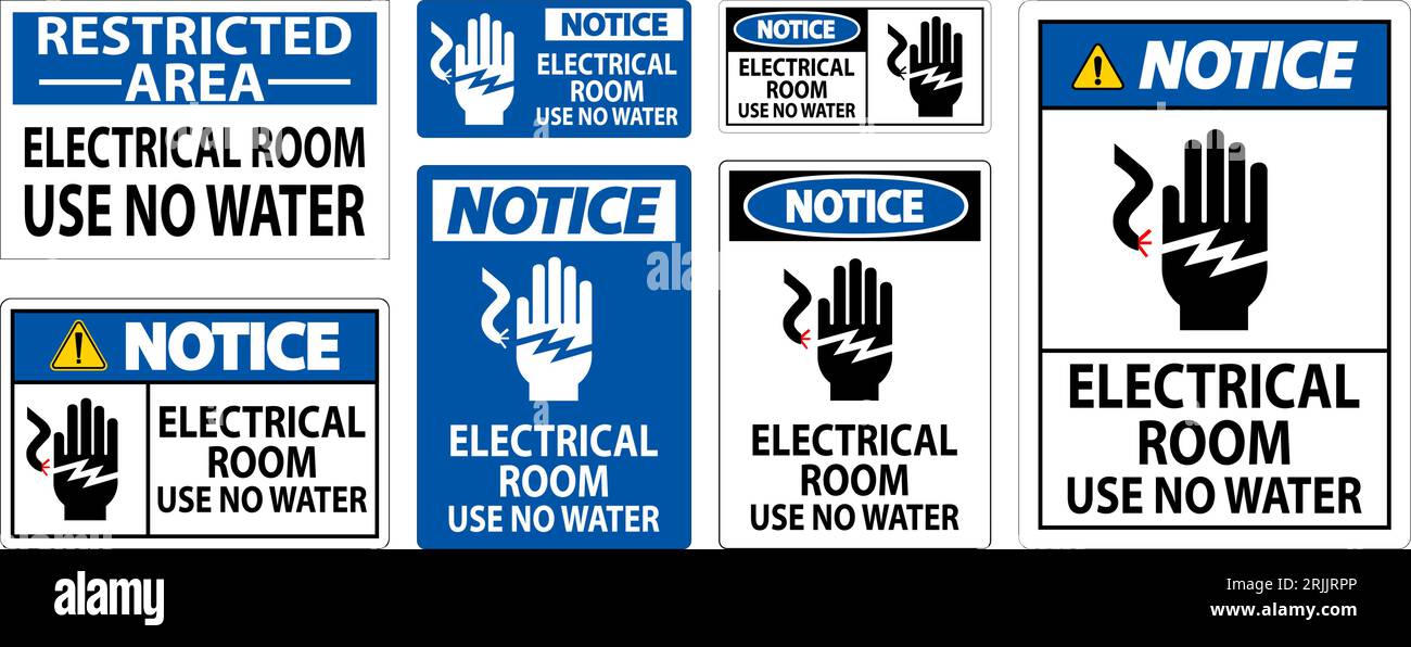Restricted Area Sign Notice Electrical Room Use No Water Stock Vector ...
