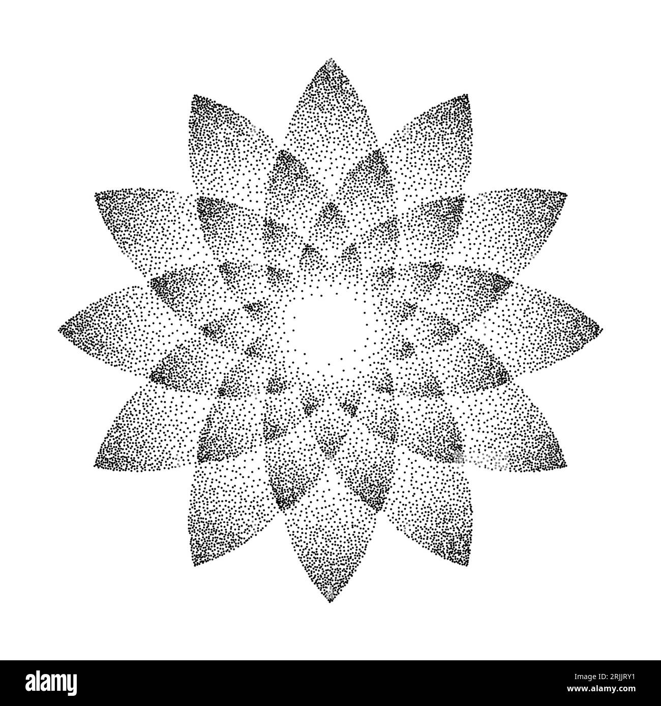 Stippled flower background. Dotted ornament mandala. Noise grain star ...