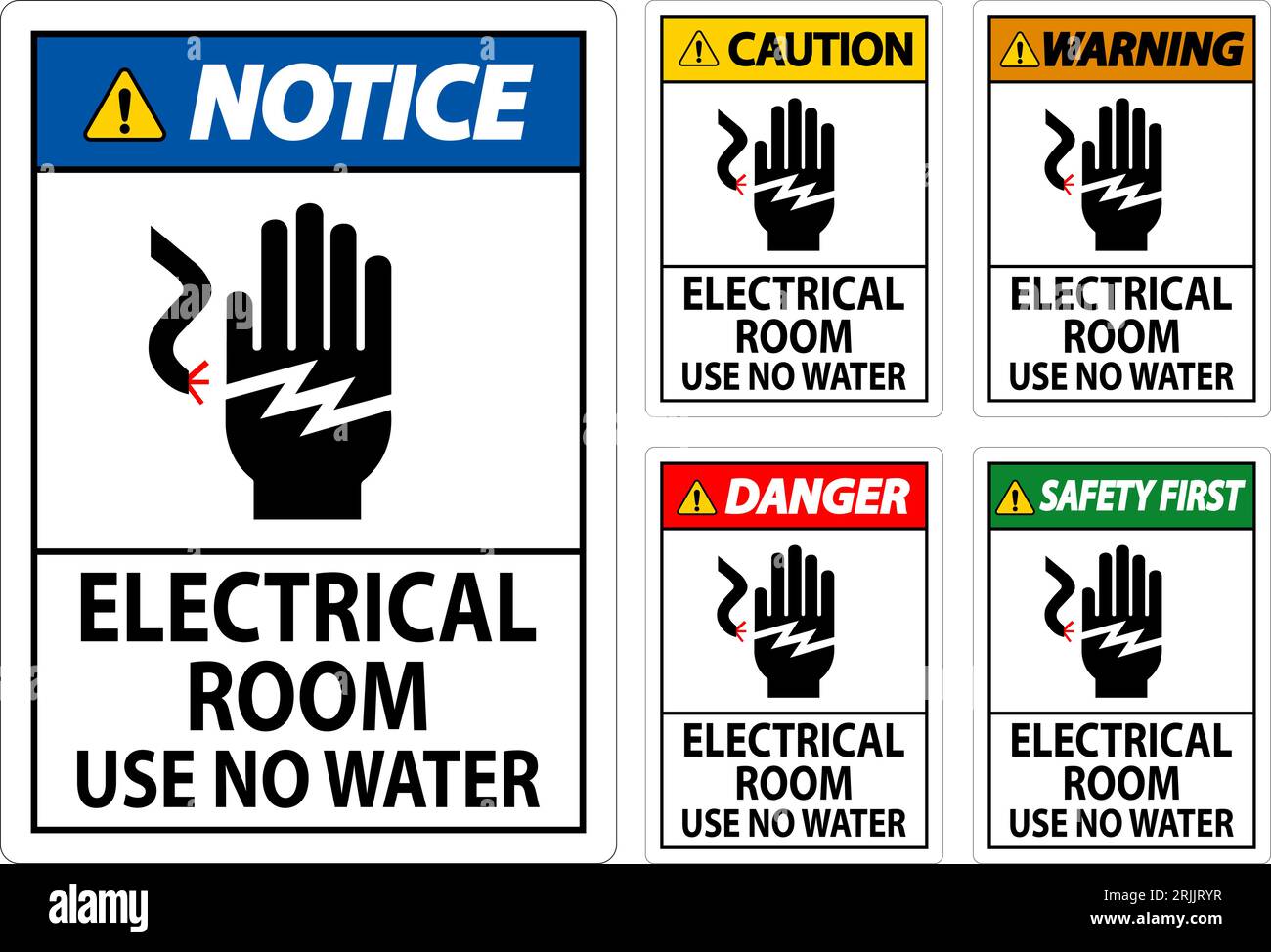 Restricted Area Sign Danger Electrical Room Use No Water Stock Vector ...