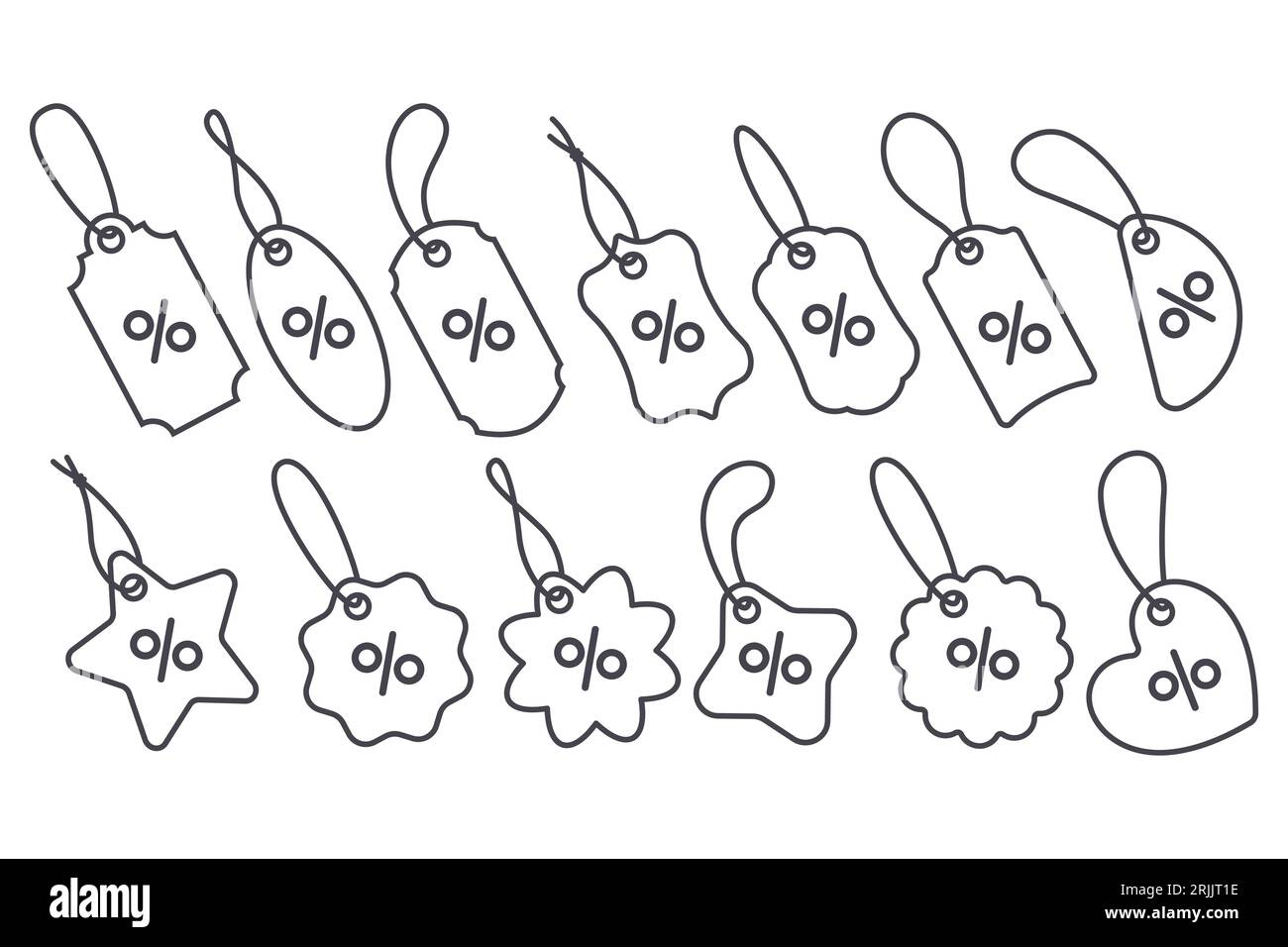Price tag icons set with percent sign. Outline gift labels for sale and ...