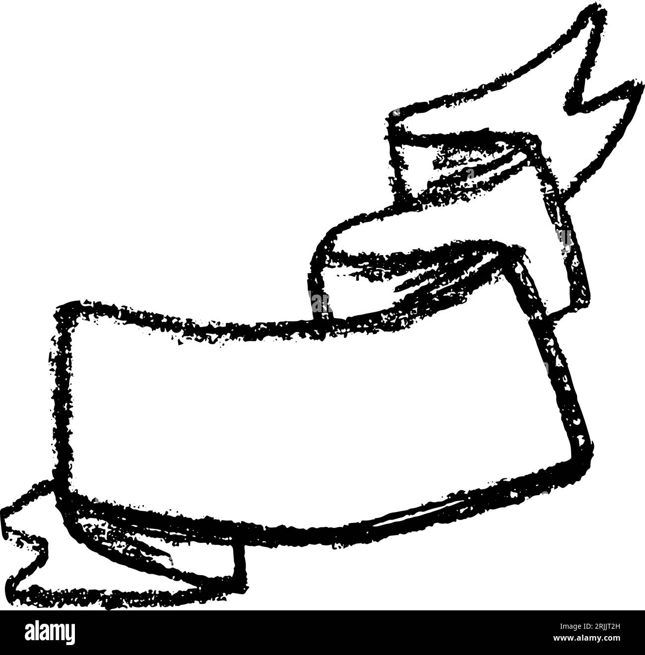 Ribbon banner vector chalk drawing Black and White Stock Photos ...