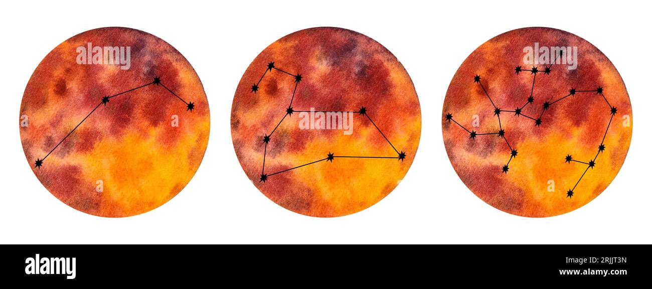 Astrological Fire Elements Zodiac Signs Horoscope Icons Set Aries Leo