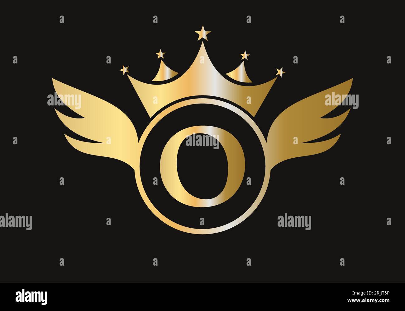 Letter O Wing Logo Concept With Crown Icon Vector Template. Wing Symbol ...
