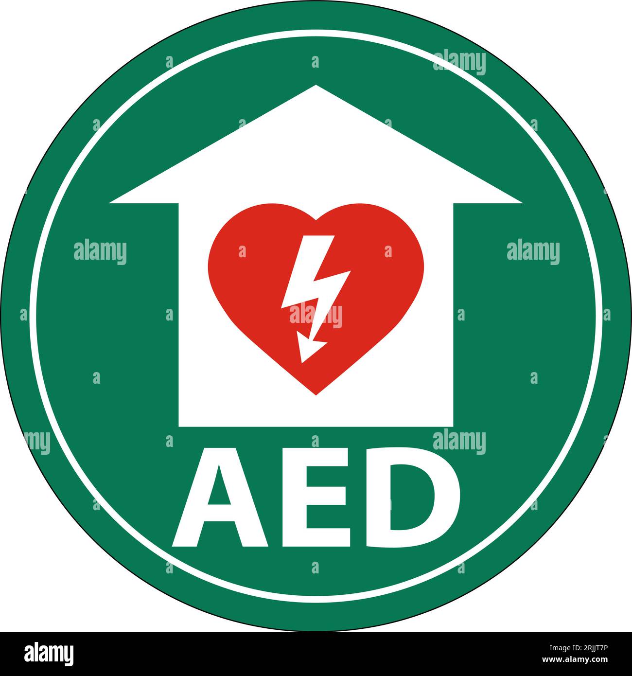 Floor Sign AED with Defib Heart, Red Border Floor Sign Stock Vector ...