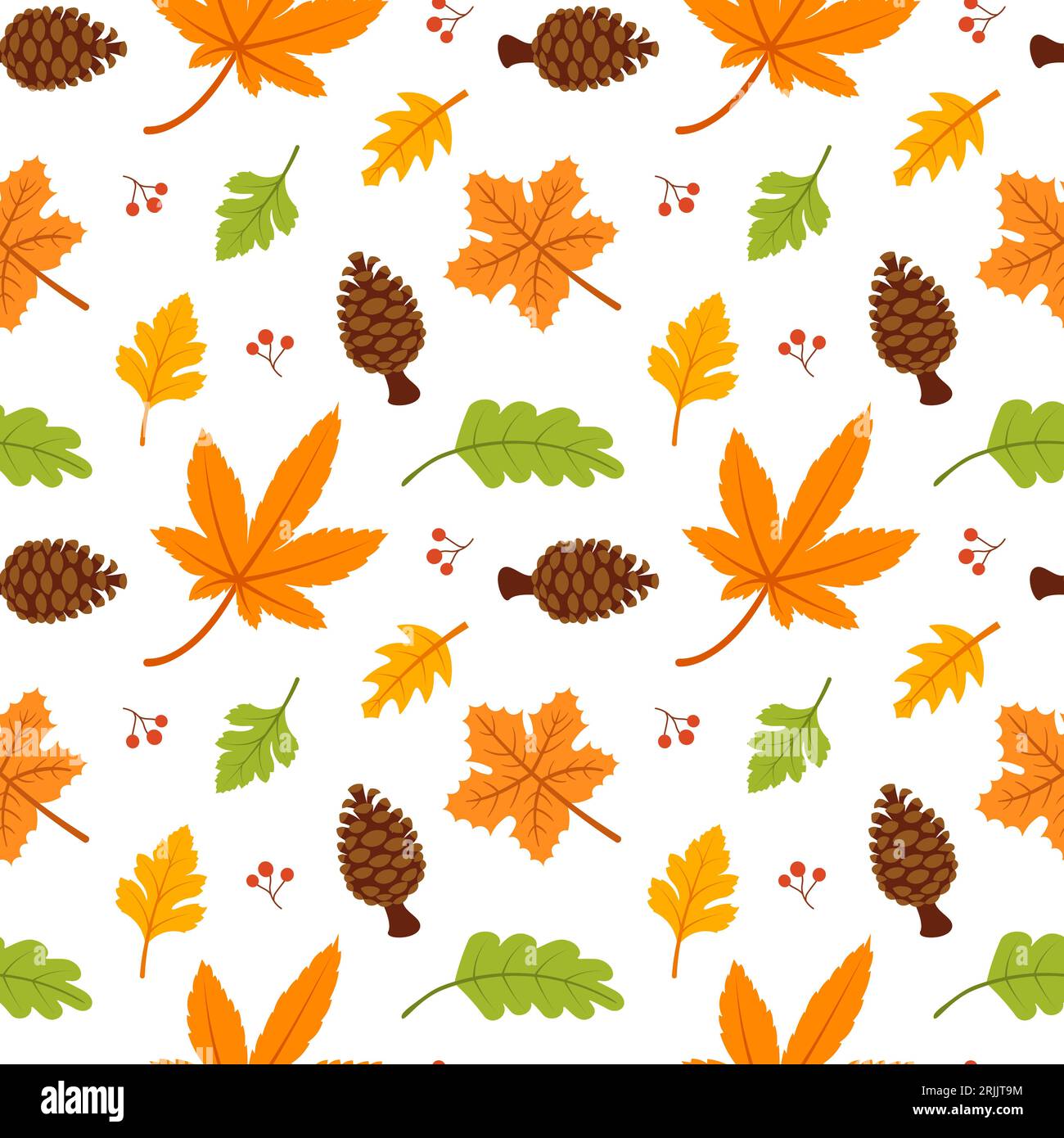 Autumn Season Seamless Pattern Design with Fall Elements in Template ...