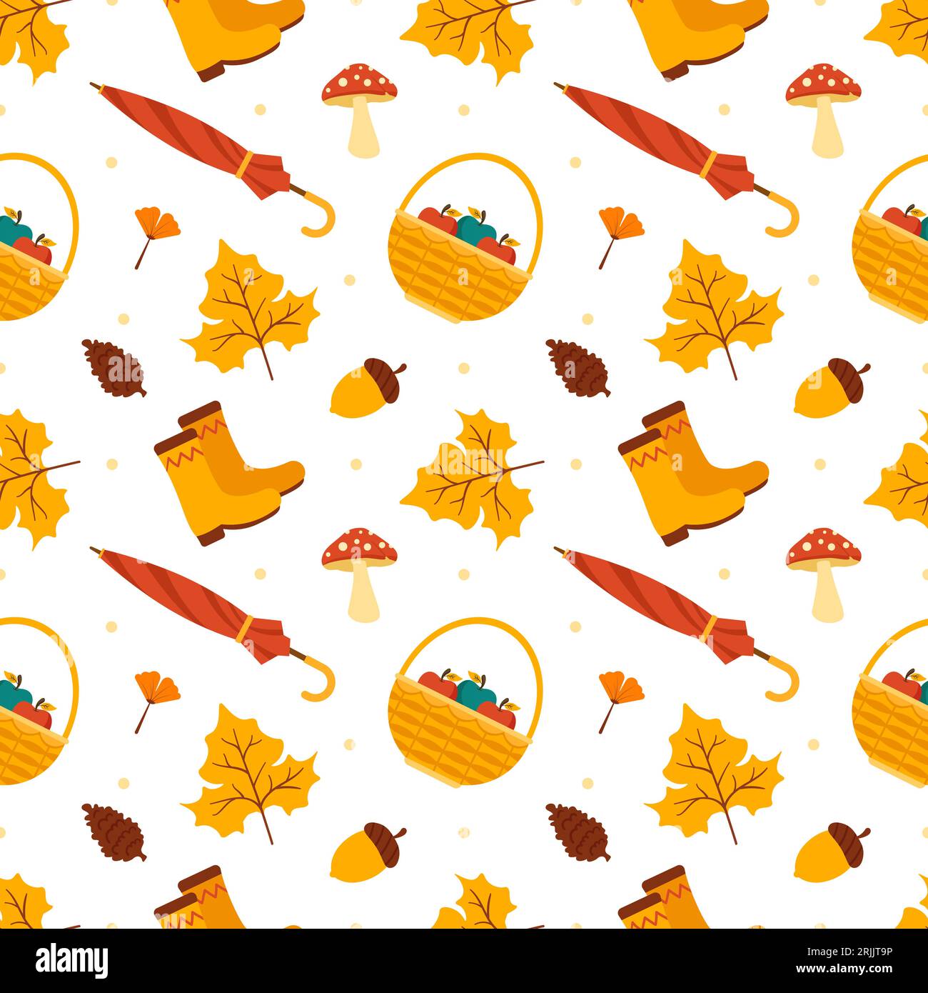 Autumn Season Seamless Pattern Design with Fall Elements in Template ...