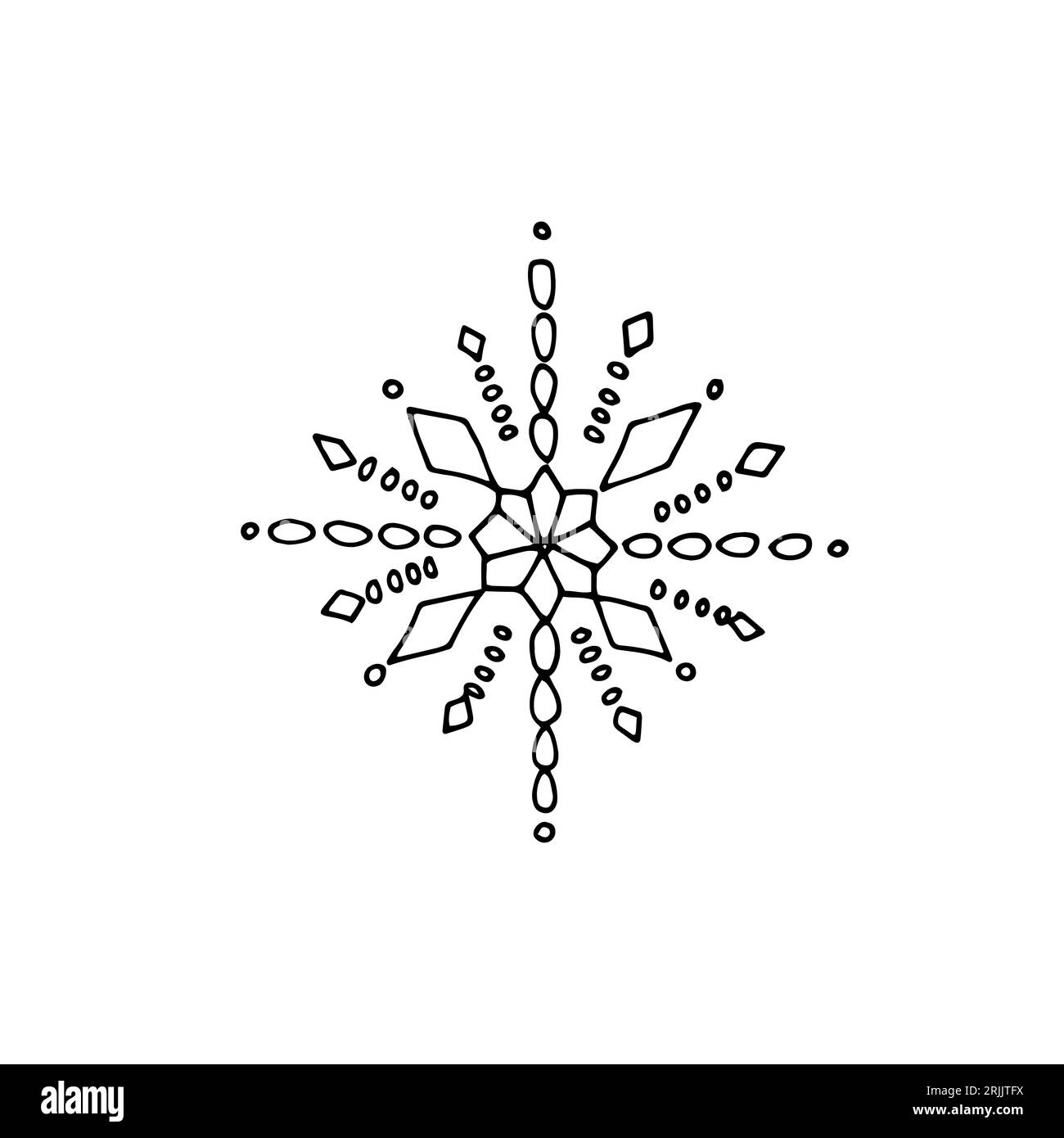 Snowflake vector icon isolated on white background. Hand drawn ...
