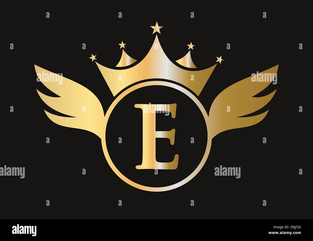 Letter E Wing Logo Concept With Crown Icon Vector Template. Wing Symbol ...