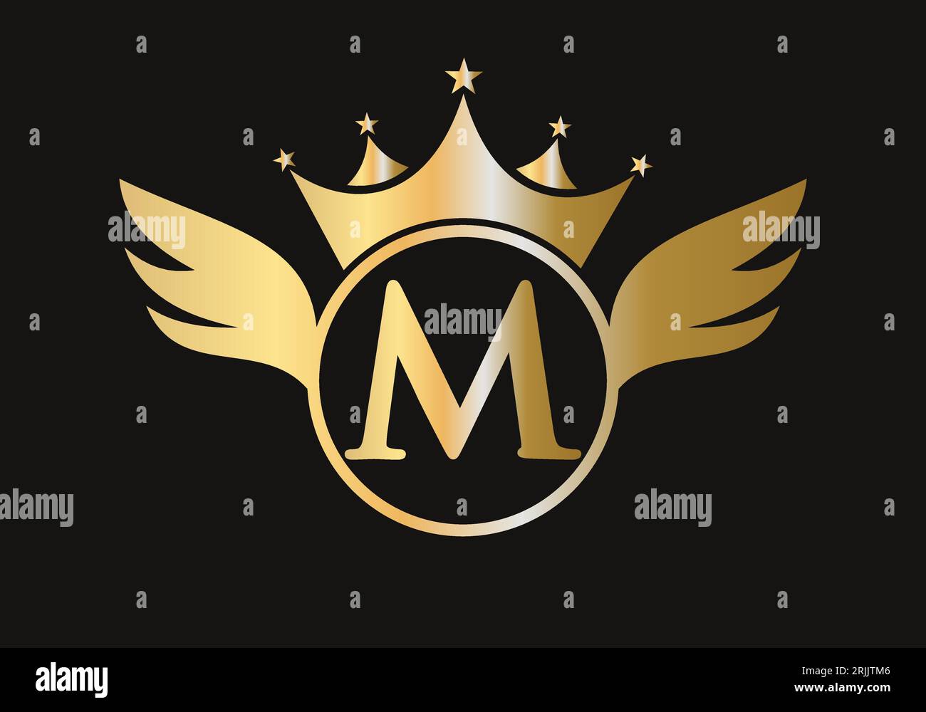 Letter M Wing Logo Concept With Crown Icon Vector Template. Wing Symbol ...