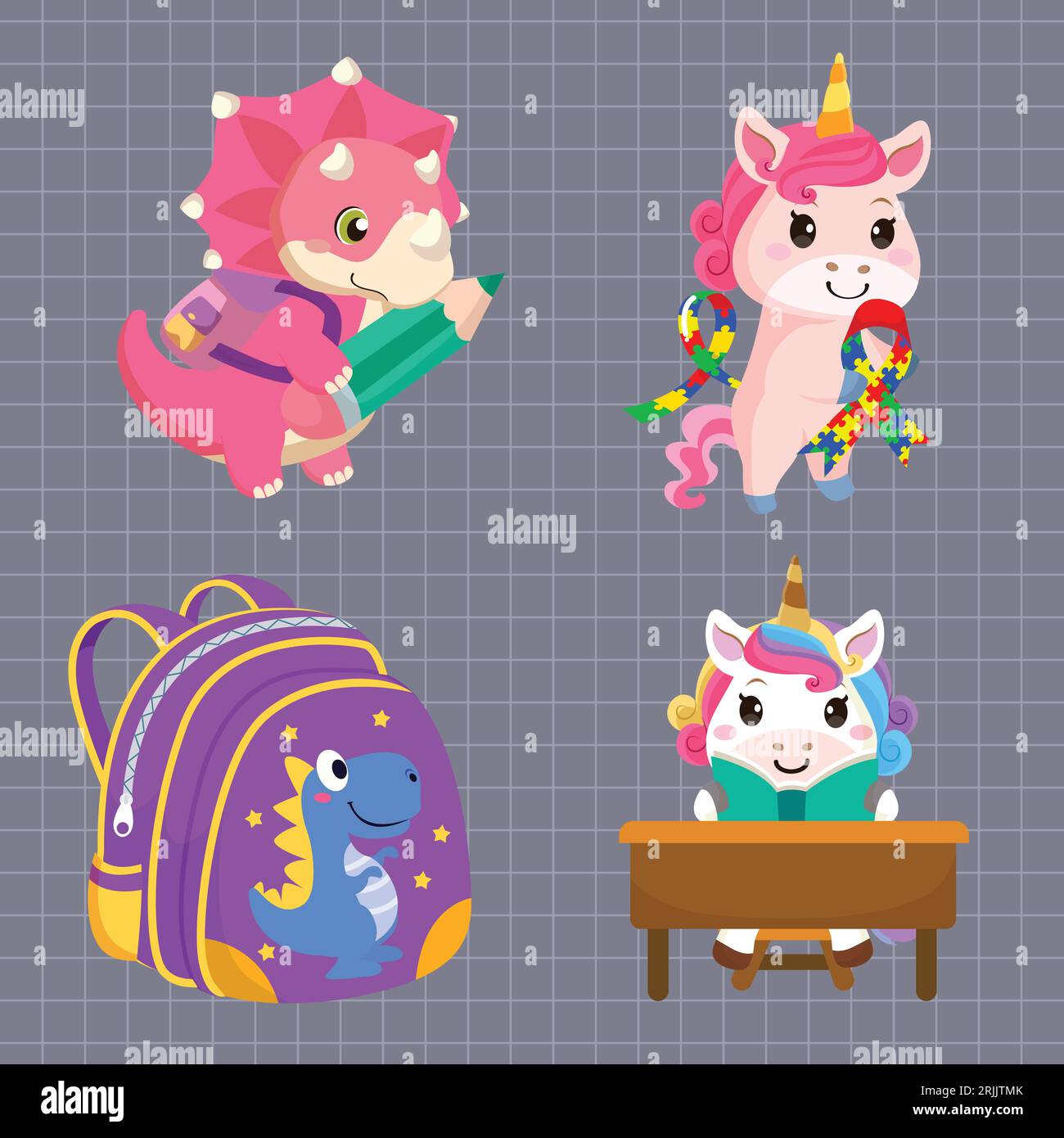 Back to school. Cute cartoon animals set. Vector illustration Stock ...