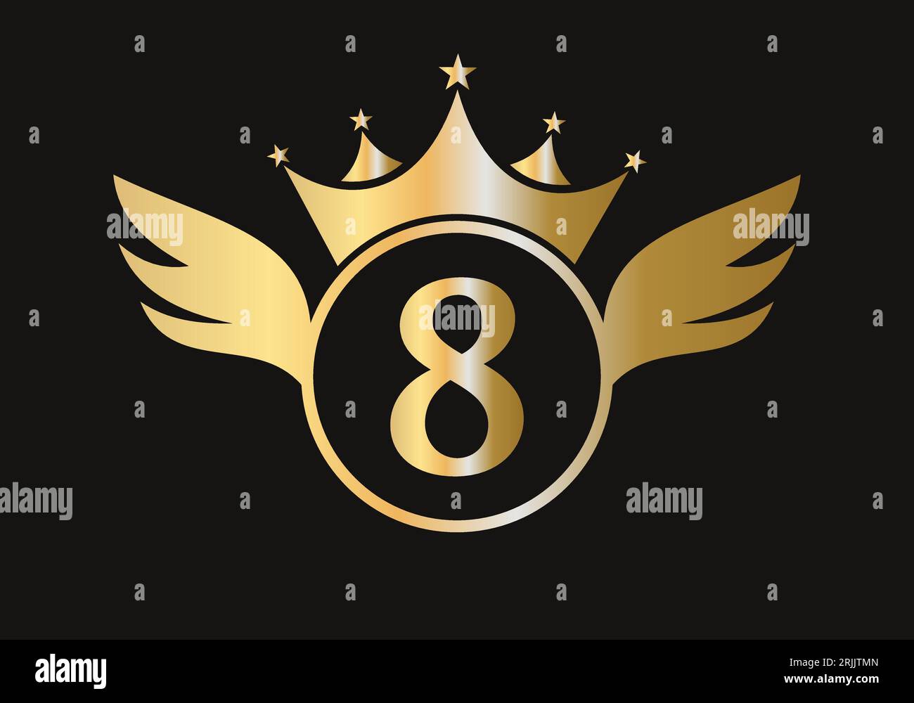 Letter 8 Wing Logo Concept With Crown Icon Vector Template. Wing Symbol ...