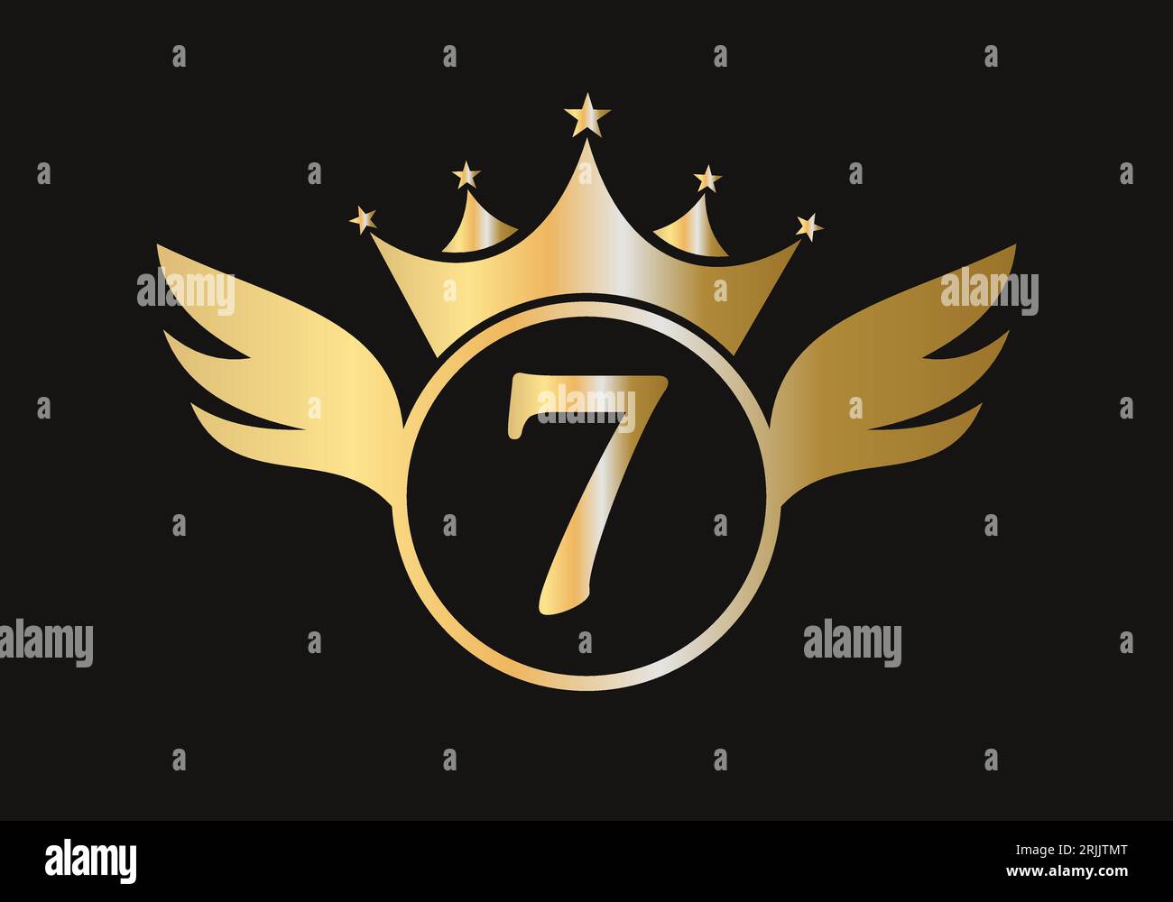 Letter 7 Wing Logo Concept With Crown Icon Vector Template. Wing Symbol ...