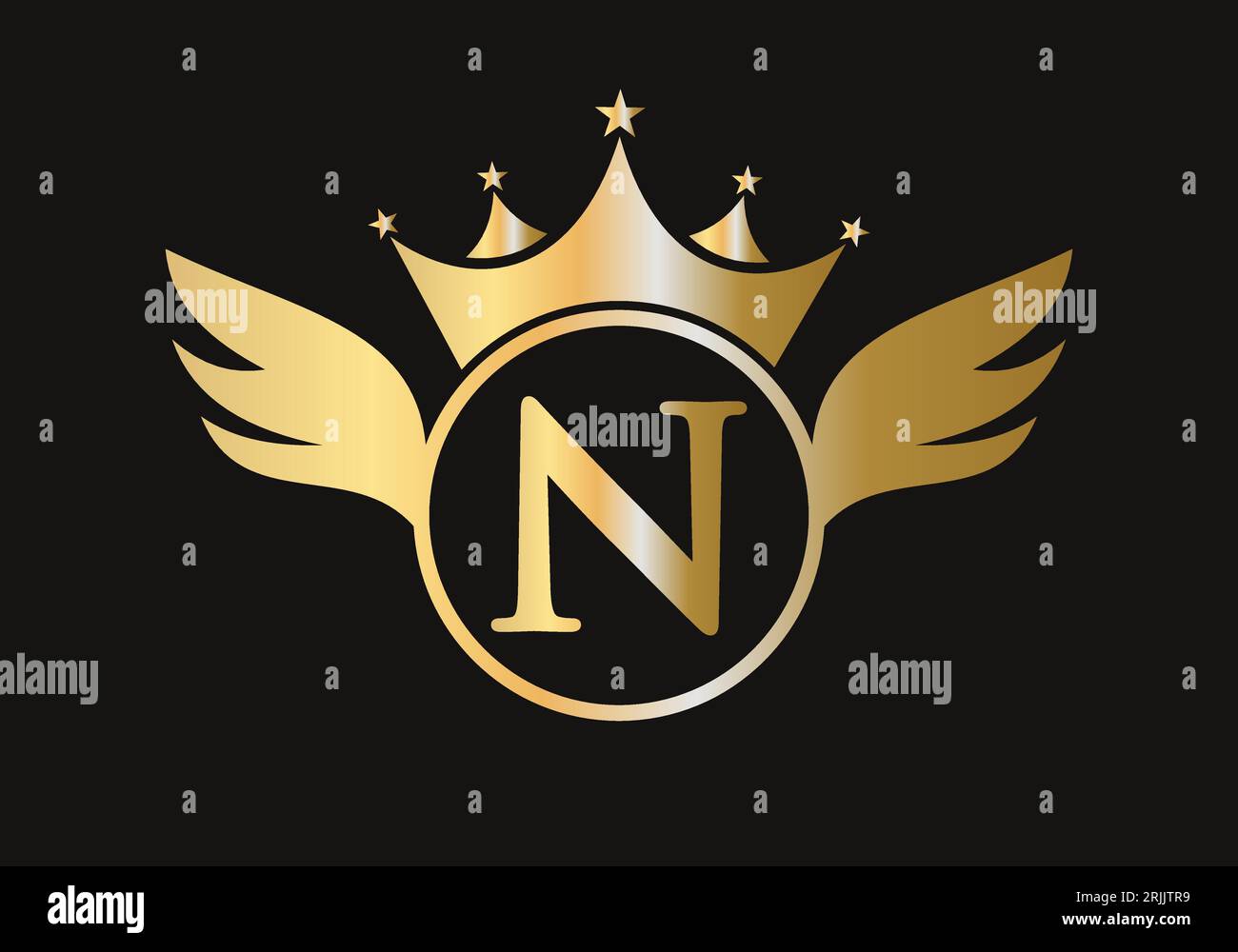 Letter N Wing Logo Concept With Crown Icon Vector Template. Wing Symbol ...