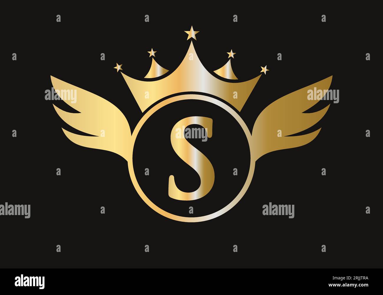 Letter S Wing Logo Concept With Crown Icon Vector Template. Wing Symbol ...