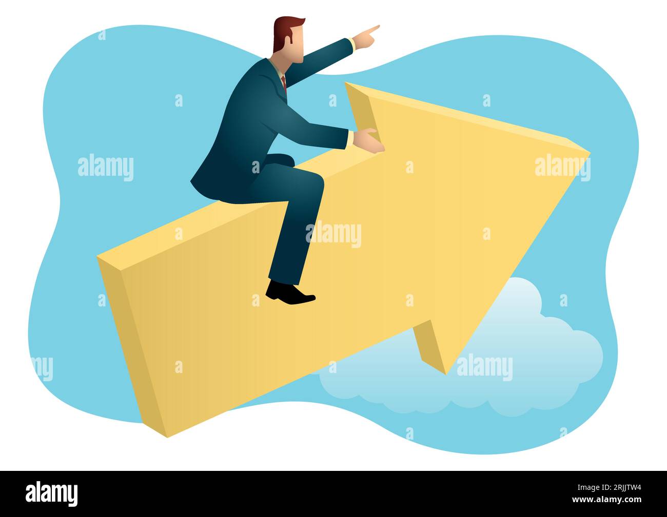 Business concept vector illustration of a businessman riding an arrow ...